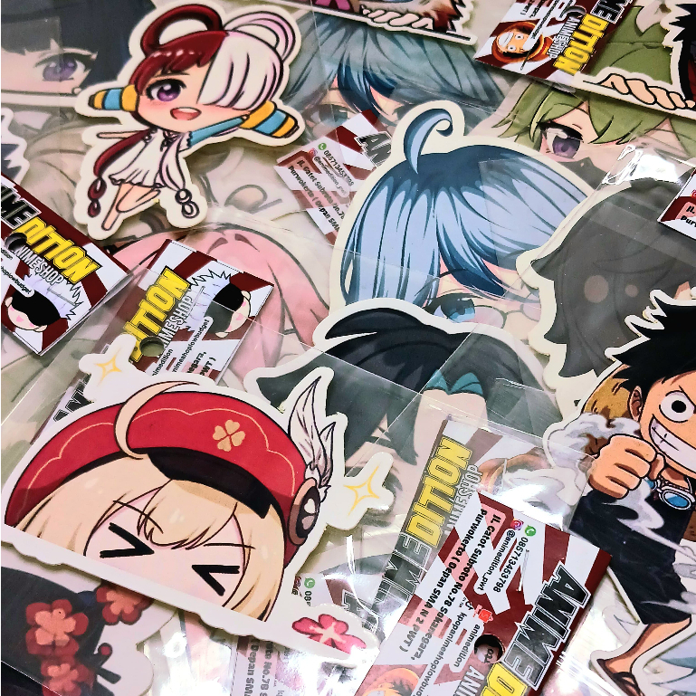 Sticker Anime Peek Peeking Get 3 Can Choose Random Genshin Impact Blue ...