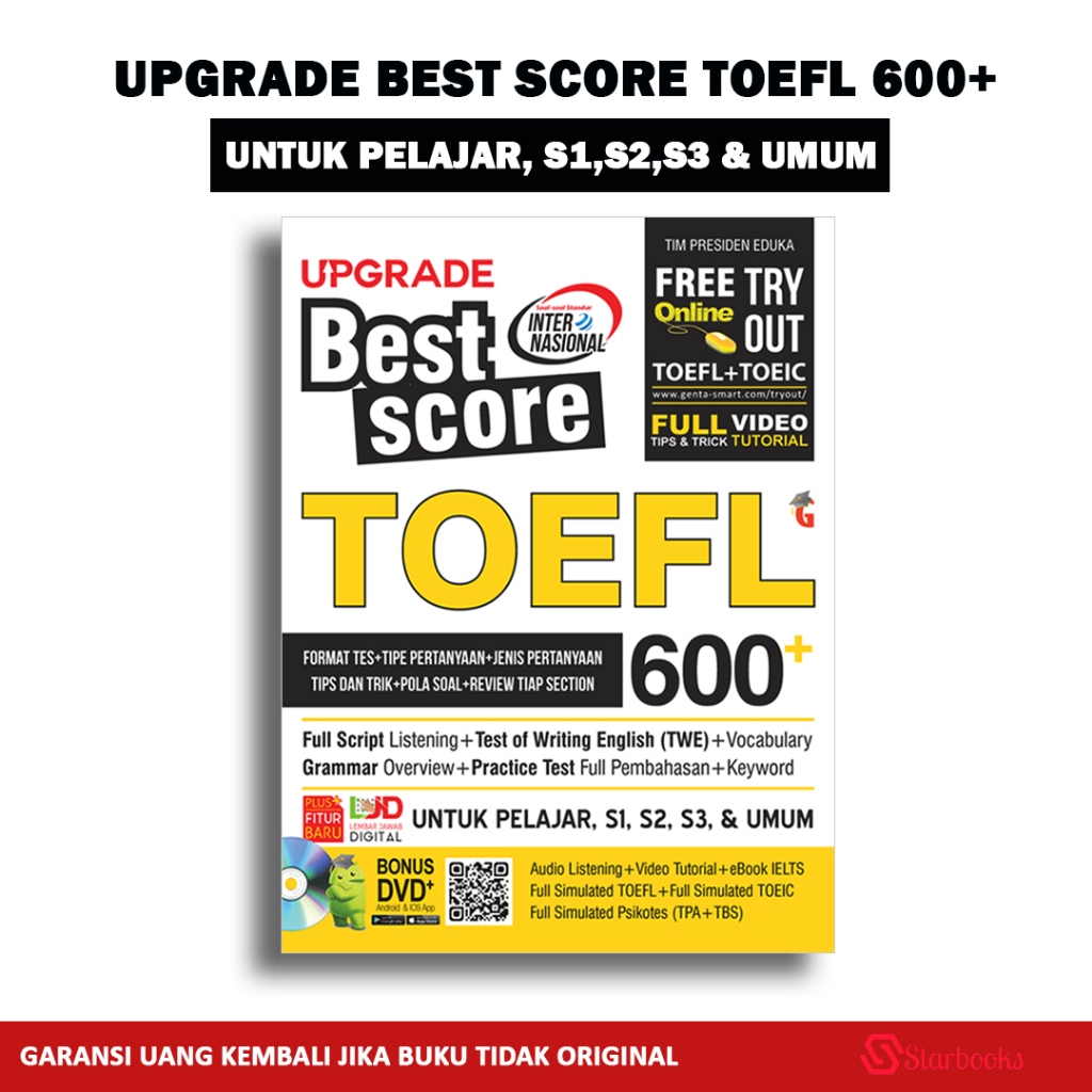 Toefl Upgrade Best Score Test Book 600+ Most Complete General S1 S2 S3 ...