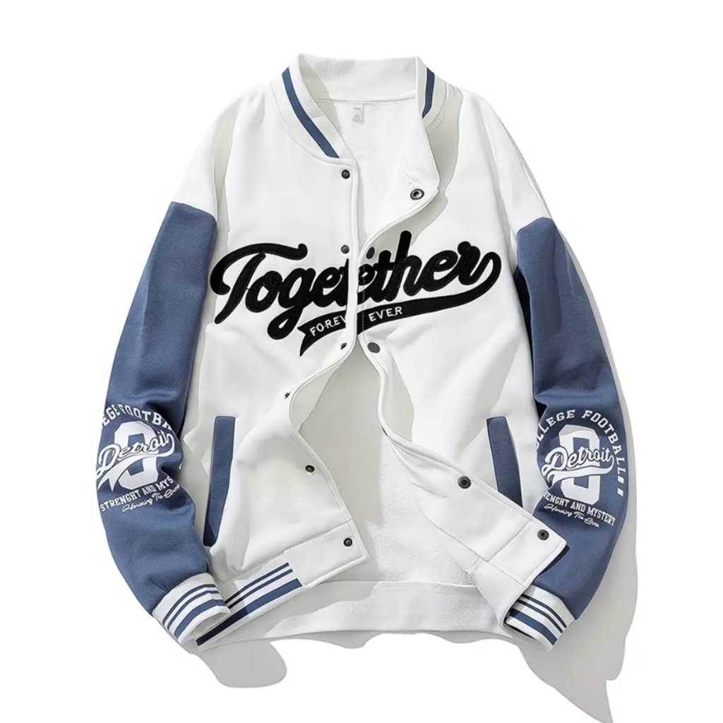 OVERSIZE HOODIE BASEBALL JACKET - TOGETHER VARSITY BASEBALL JACKET ...