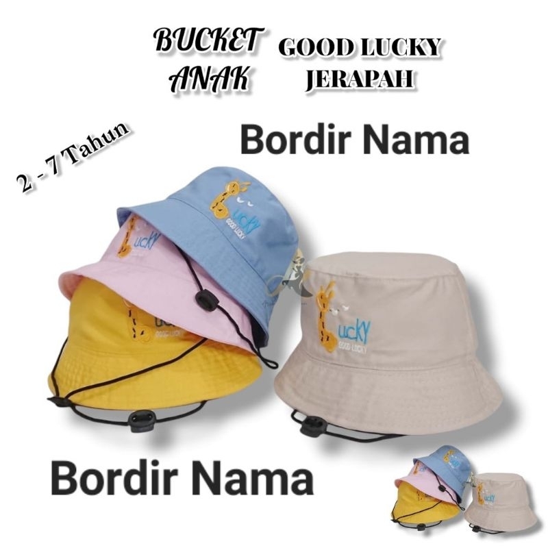 Children's Bucket with Giraffe Embroidered Rope with Name Embroidery ...