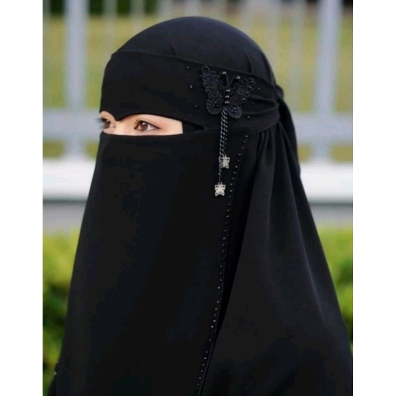 Niqab/eagle bandana niqab with butterfly and chain motifs | Shopee ...