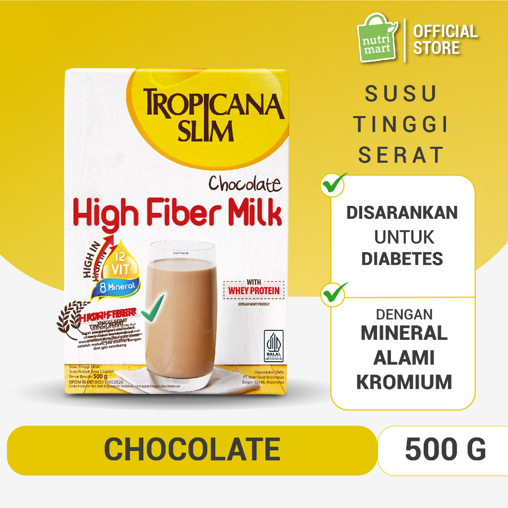 Tropicana Slim High Fiber Chocolate Milk 500gr - Milk Without Added ...