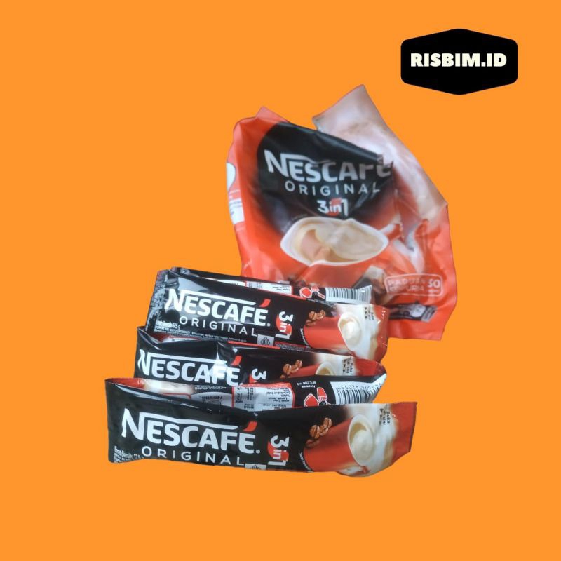 HITAM Nescafe Original 3 in 1 Sachet Black Coffee Sachet 17.5gr x 10 ...