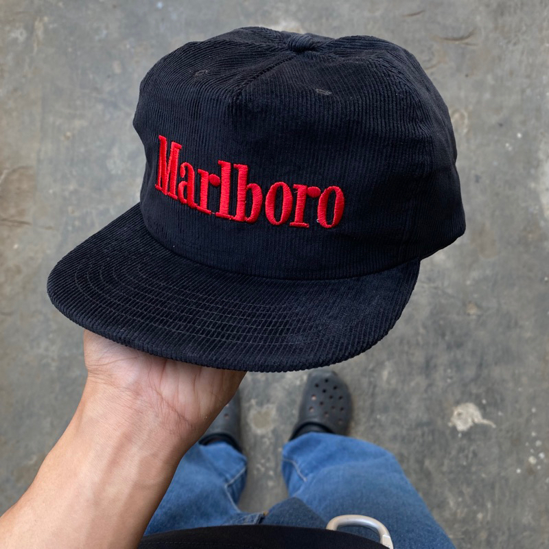 HITAM Vintage MARL-BORO HAT | Classic SNAPBACK CORDUROY BLACK | Shopee ...