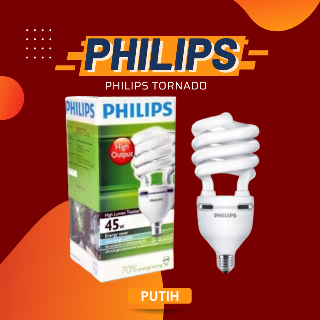 CAHAYA Philips Helix Tornado Spiral Threaded Light Bulb 45w 45 watt ...