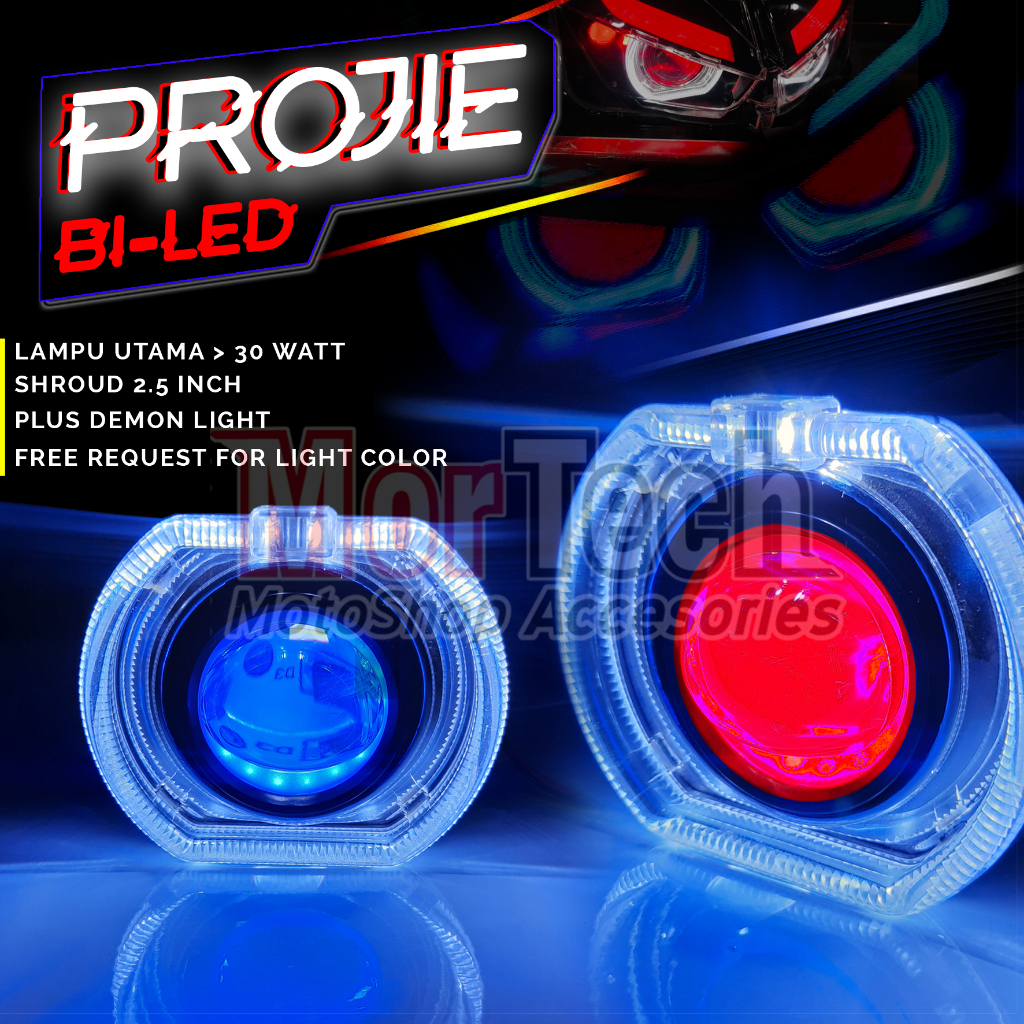 Bi-LED Bi-LED LED Projie Projector AES Shroud BMW 2.5 Inch + Demon ...