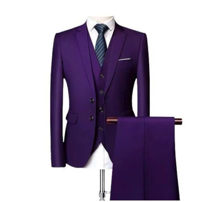 UNGU Men's Blazer Suit Purple Color Formal Office Two Button | Shopee ...