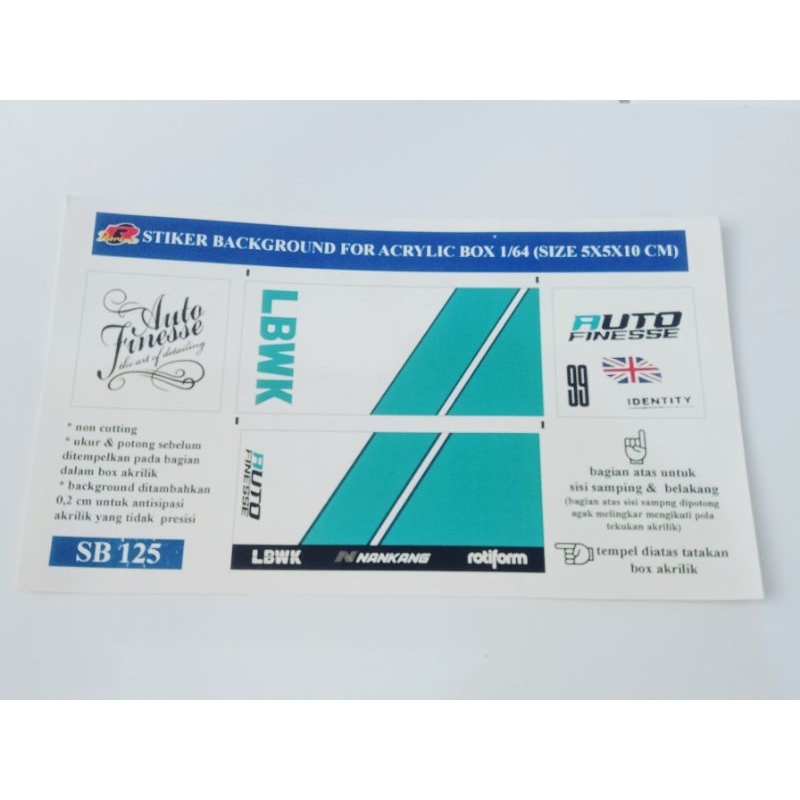 Acrylic Box Background Sticker 1/64 SB125 Auto Finesse ver2 | Shopee Philippines