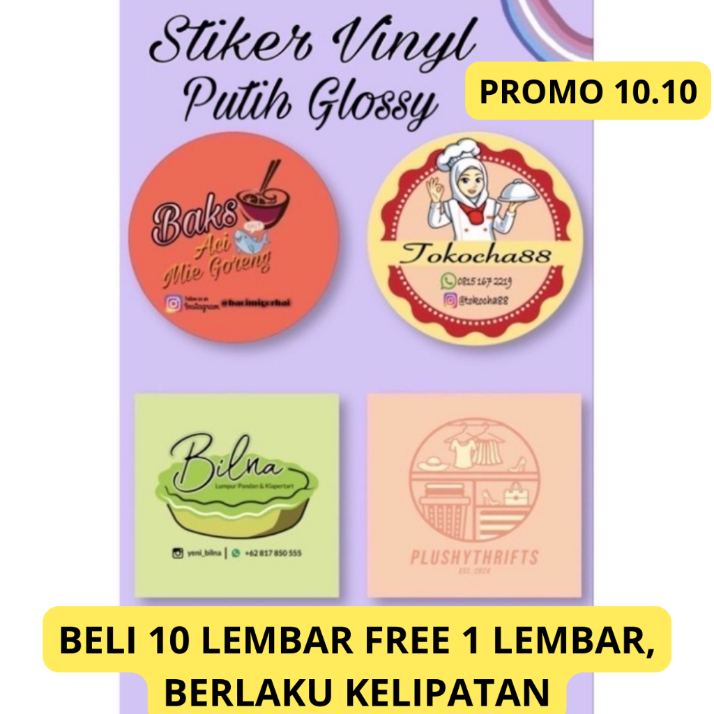 PUTIH Print White Vinyl Packaging Label Stickers/Food Logo Stickers ...