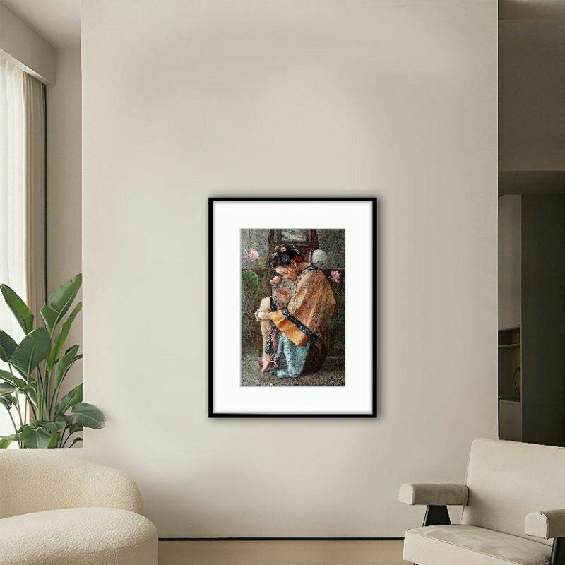 Block Poster + Aesthetic Frame Chinese Girl Culture Printed Painting ...