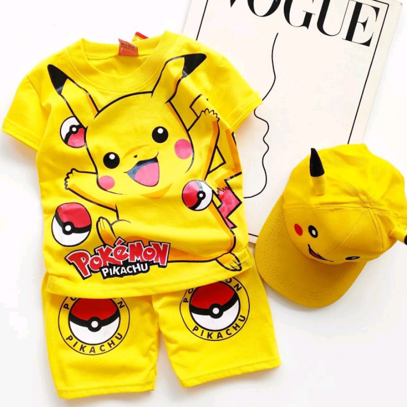 Pokemon KIDS Clothes With Cute PIKACHU KIDS Suits With Hats For Ages 1 ...