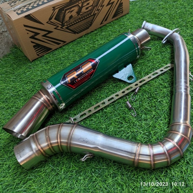 HIJAU Exhaust Matic Round Funnel ARMY Green Original R2 muffler type ...