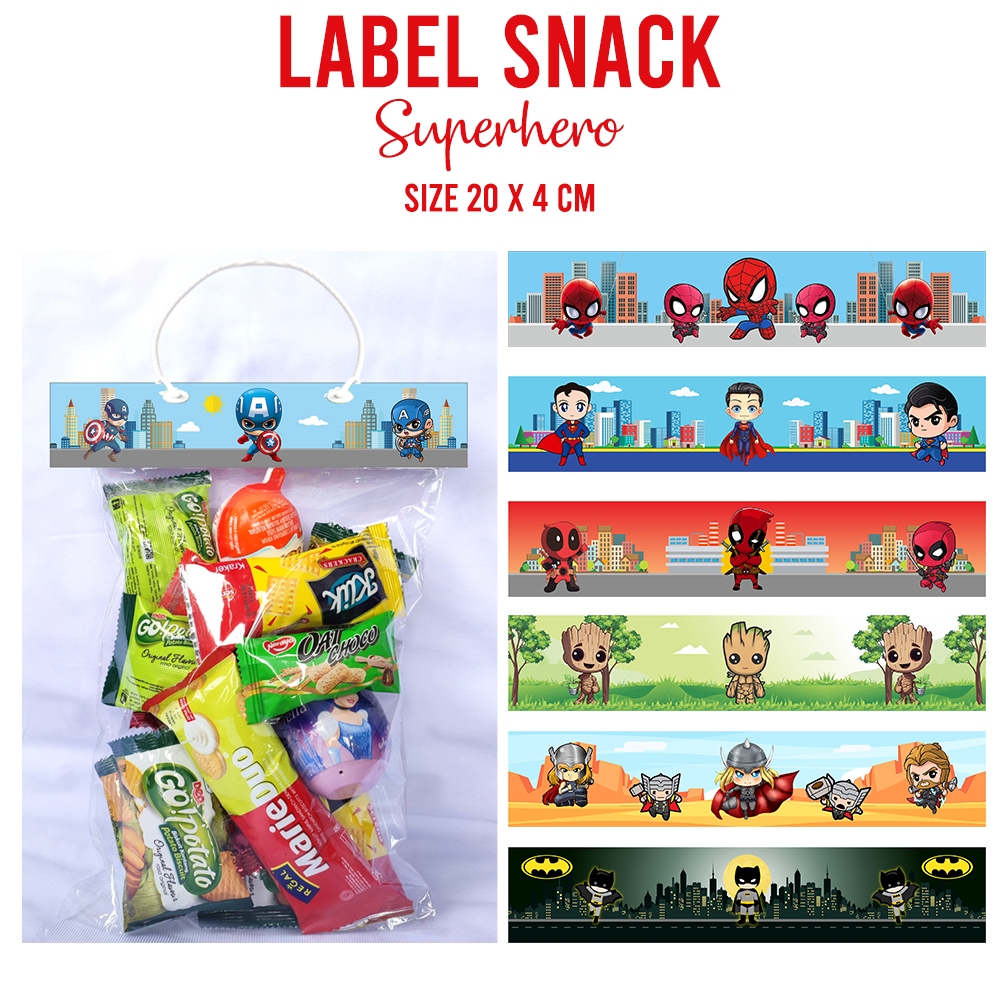 Plastic Superhero Series Snack Labels Snack Gifts Birthday Character ...