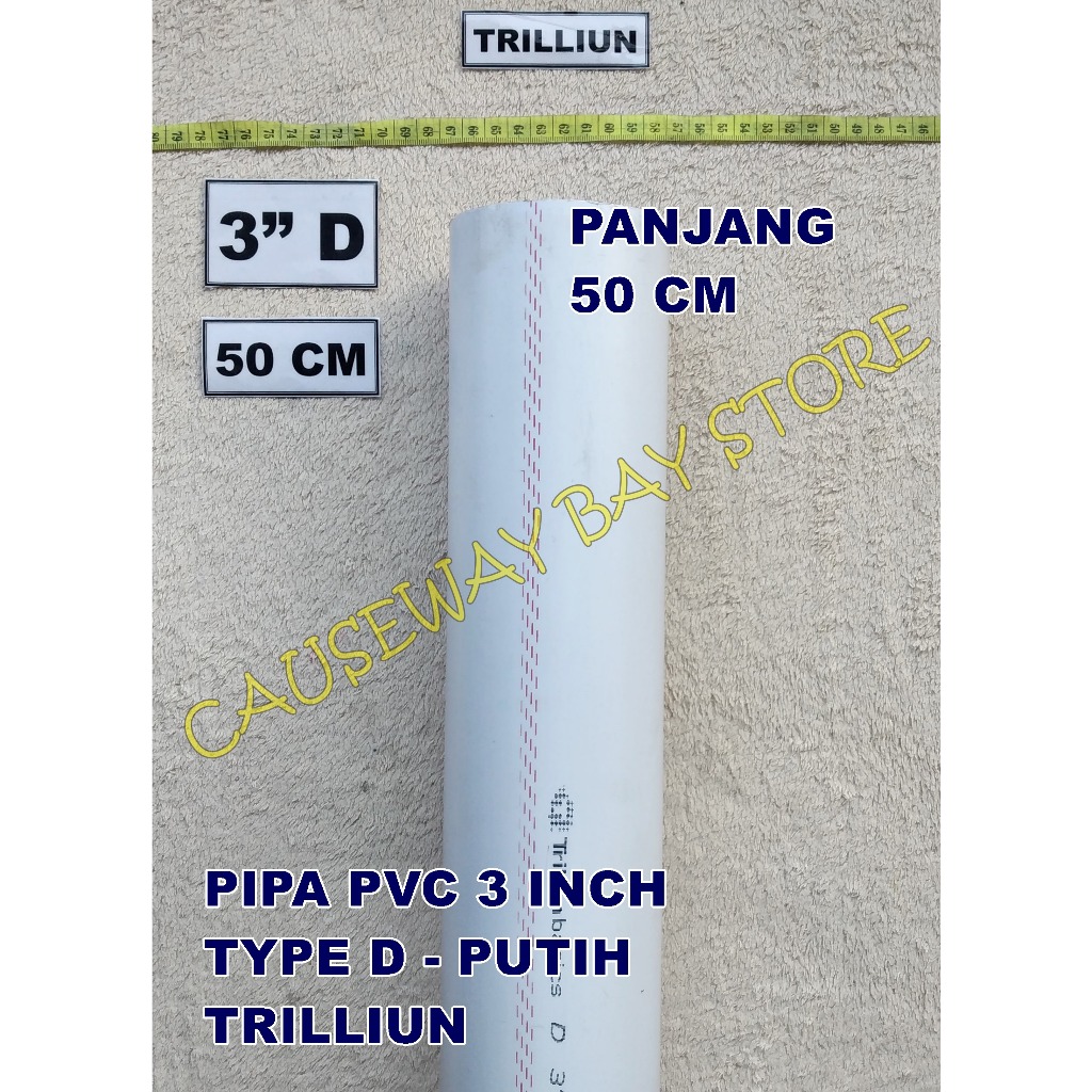 PVC Pipe 3 INCH D WHITE TRILLION LENGTH 50CM | Shopee Philippines