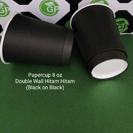 HITAM Papercup 8 Oz Double wall Black Black (1 slop contains 25 pcs ...