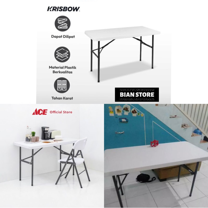 PUTIH Ace-jumbo Rectangular Folding Dining Table/Folding Table/Krisbow ...