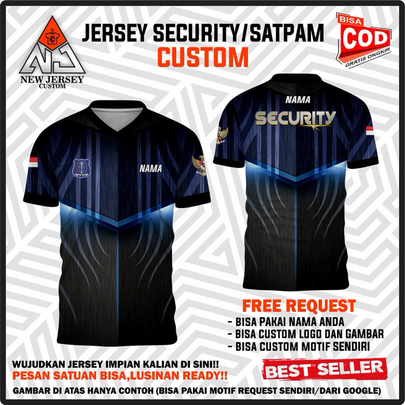 Custom Full Printing Security Guard Jersey, Free Request Design ...