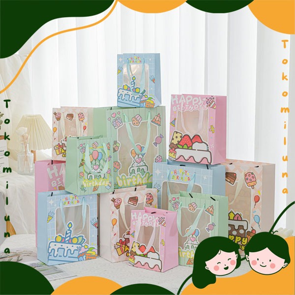 Happy birthday Paper bag, birthday souvenir bag, cute, thick quality ...