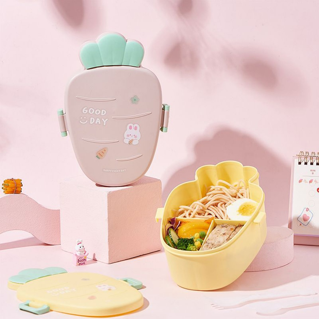 Bento Lunch Box with Carrot Motif, Exclusive and Aesthetic Model 1000ml ...