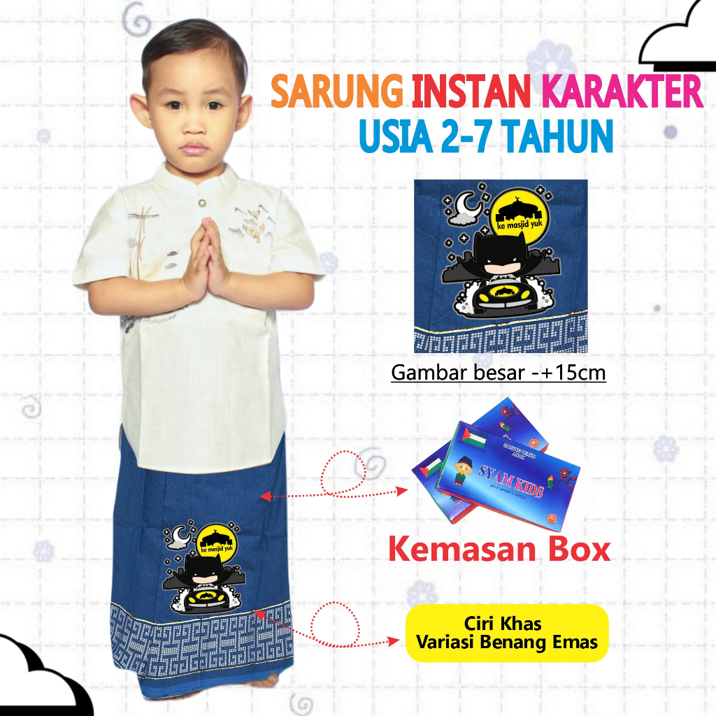 Instant Children's Sarong With Batman Character Motif To The Mosque ...