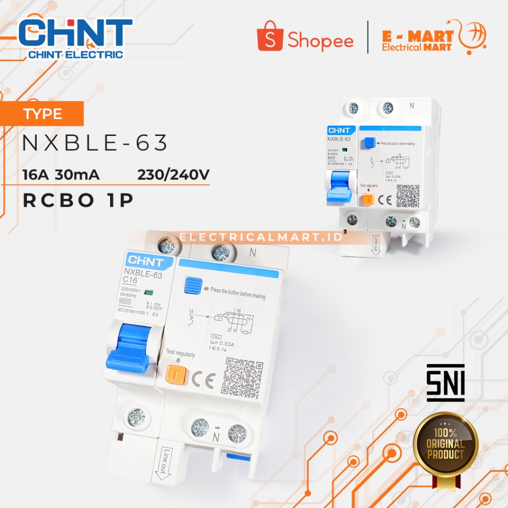 Chint RCBO RCCB ELCB NXBLE-32 1P 1 Phase 16A 25A 30mA Stun Protection | Shopee Philippines