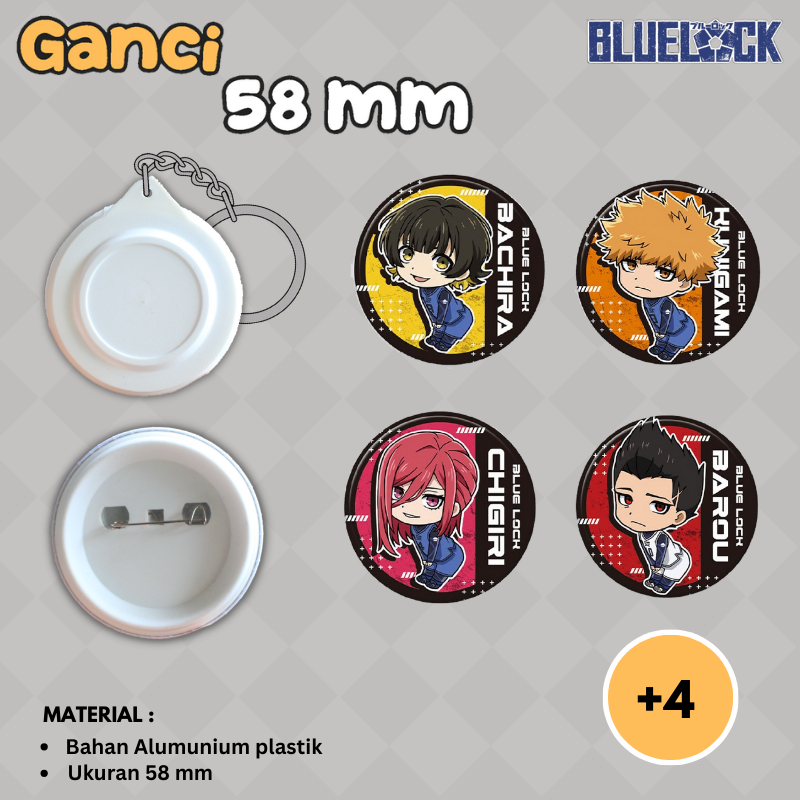 [blue Lock] Keychain & pin size 58mm blue lock V1 anime character ...