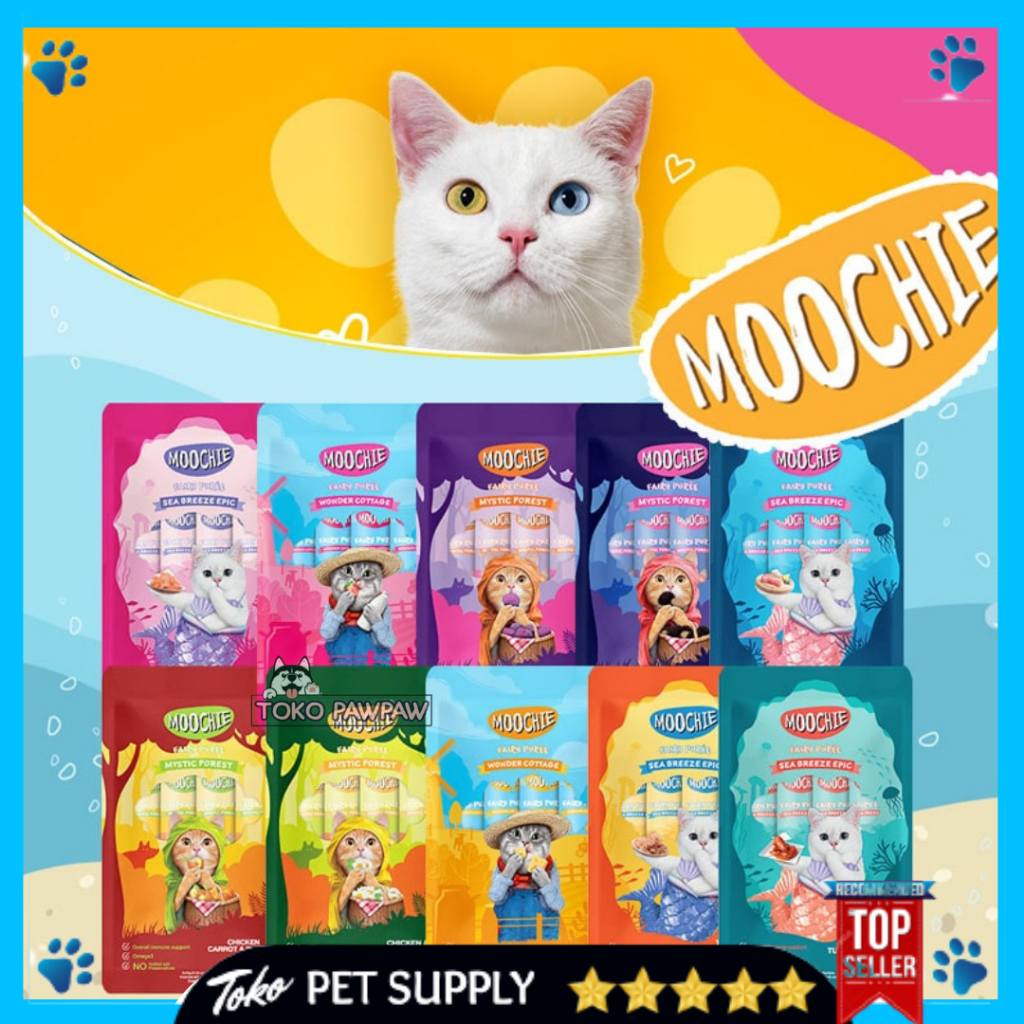 Moochie Creamy TREATS 5X15G Cat Food Cat Fairy Snacks Puree Treat ...