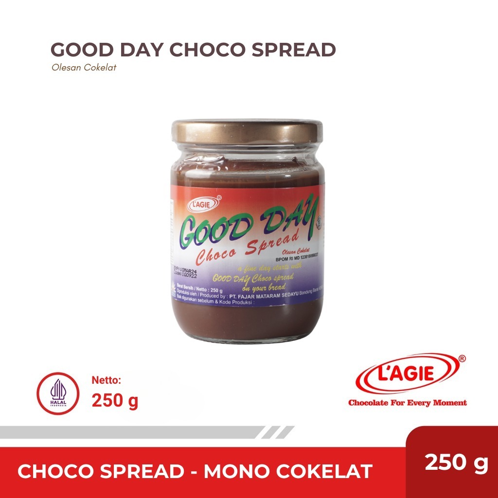 Lagie Chocolate Jam Good Day Choco Spread Mono Chocolate 250gr | Shopee ...