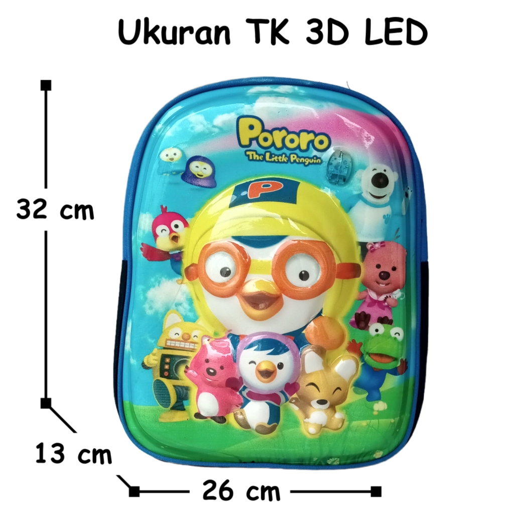 Boys' backpack with 3D embossed LED lights for Kindergarten Pororo ...