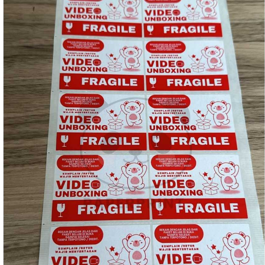 FRAGILE UNBOXING BEAR LANDSCAPE STICKER Unboxing Label Package | Shopee ...