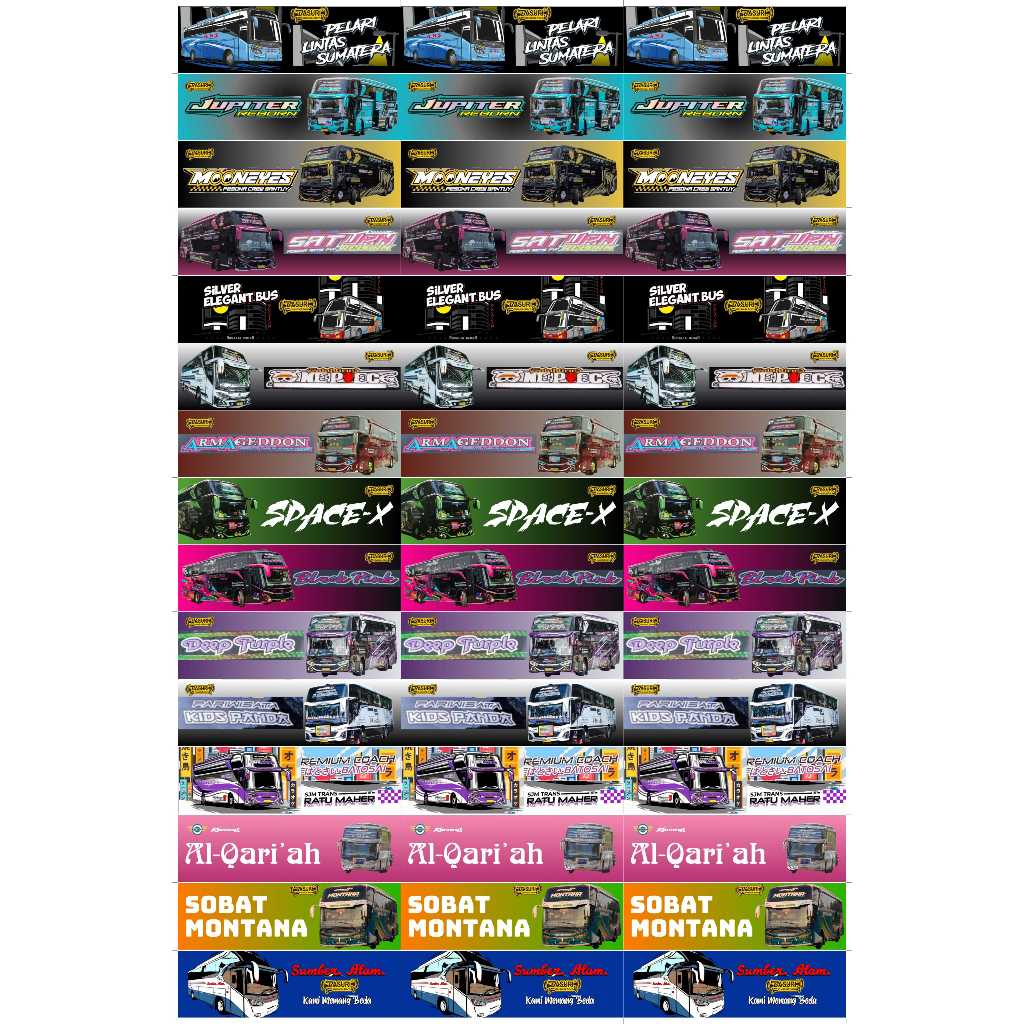 BASURI TUNGGAL JAYA MIXED BUS STICKER 1 Sheet Contains 45 boxes, VIRAL ...