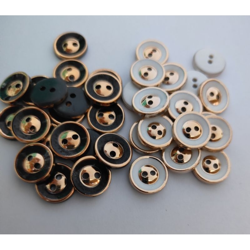 HITAM 100pcs Black Gold Flat Hem Buttons Size 13mm | Shopee Philippines