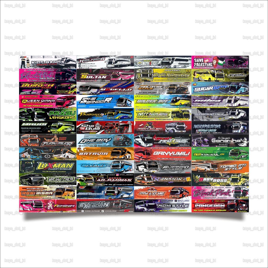 45 Pcs Long Basuri bus Stickers, bus Mania Stickers, telolet bus ...