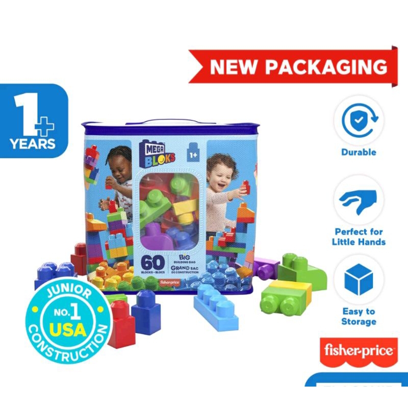 Fisher Price Mega Bloks Big Building contains 80 Big Children's Block ...