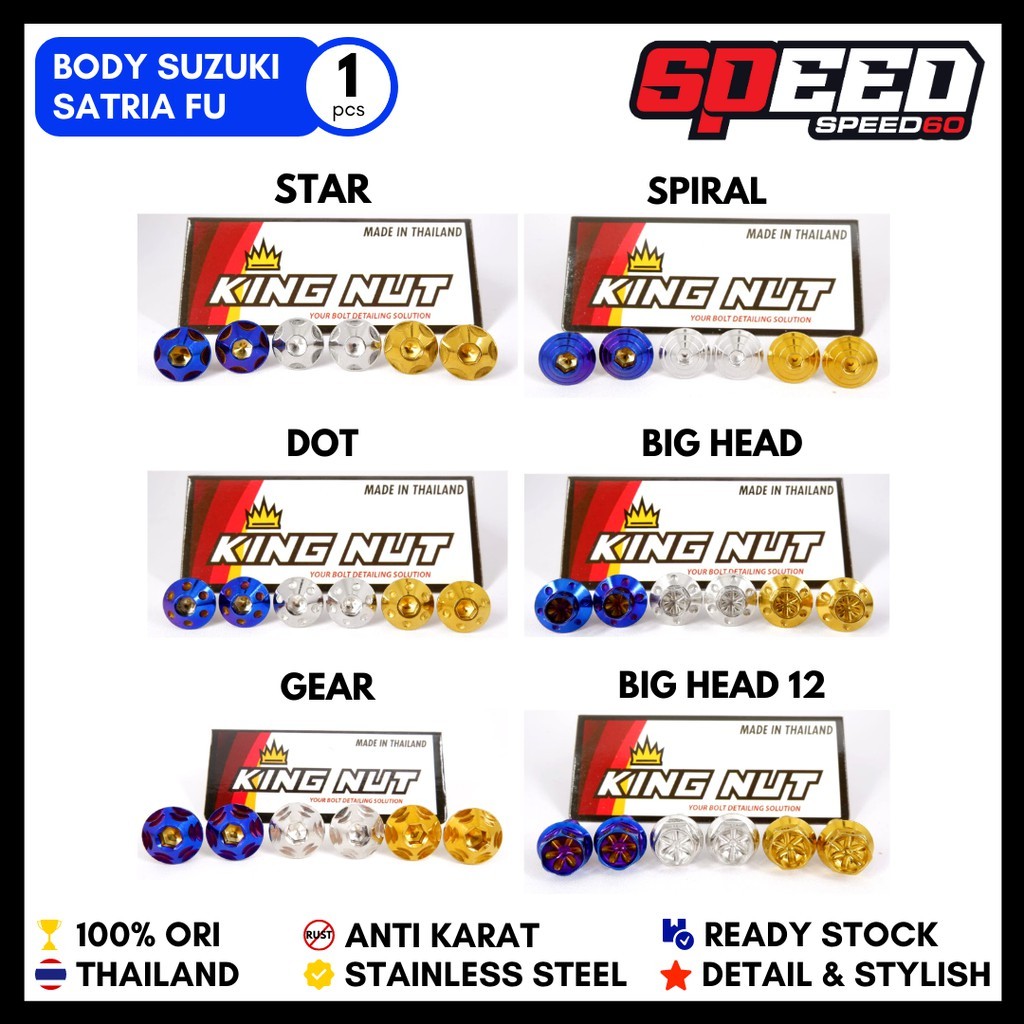 Satria FU Body Bolts Smooth Thread Thai Probolt Stainless Steel King ...
