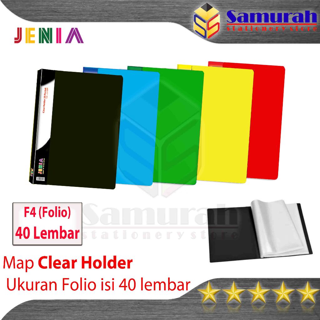 HIJAU MERAH Map Clear Holder 40 Pocket Plain Folio Jenia / Plastic ...
