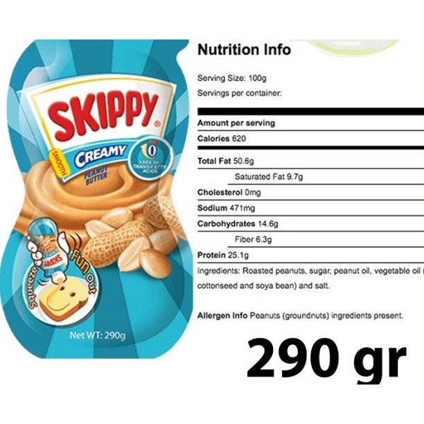 Skippy Skip Creamy Peanut Butter / Peanut Butter Pouch 290 gr | Shopee ...