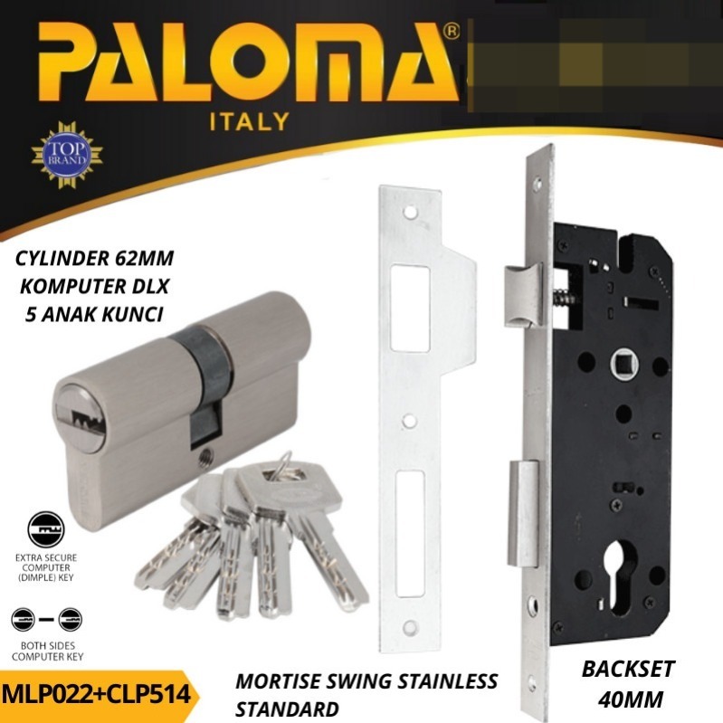 Paloma MORTISE LOCK SET CYLINDER MLP 022 CLP 514 SWING LOCK BODY ...
