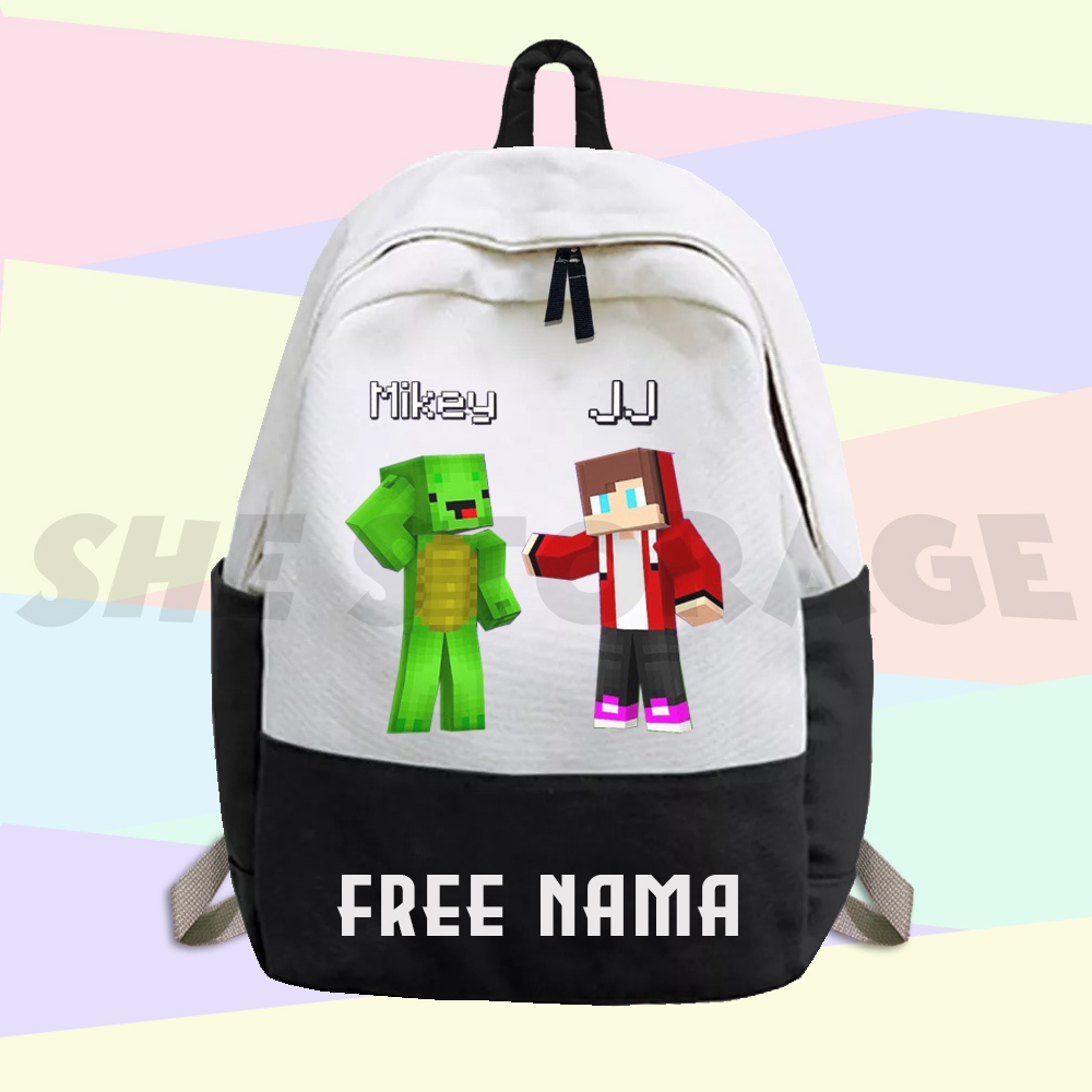 (FREE Name) CHILDREN'S BACKPACK BAG MIKEY AND JJ MAIZEN MINECRAFT ...