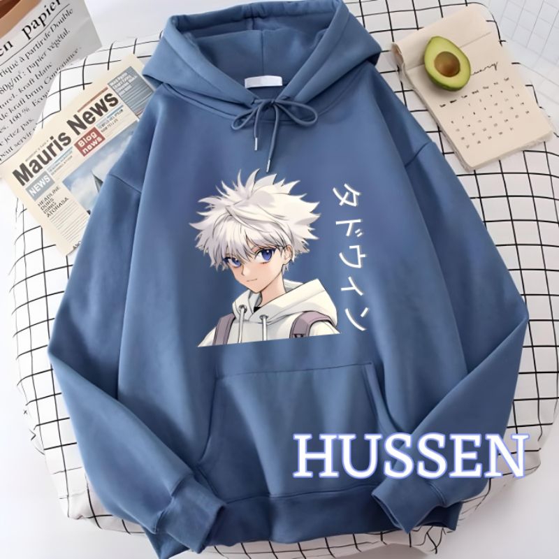 BOYS HOODIE JACKET ANIME KILLUA WHITE MOTIF FOR AGE 1-14 YEARS | Shopee ...