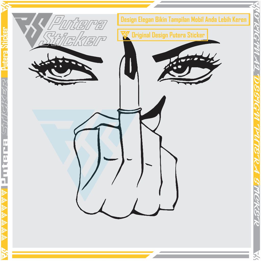 MATA Women's eye car stickers, middle finger cutting stickers, cute jdm ...