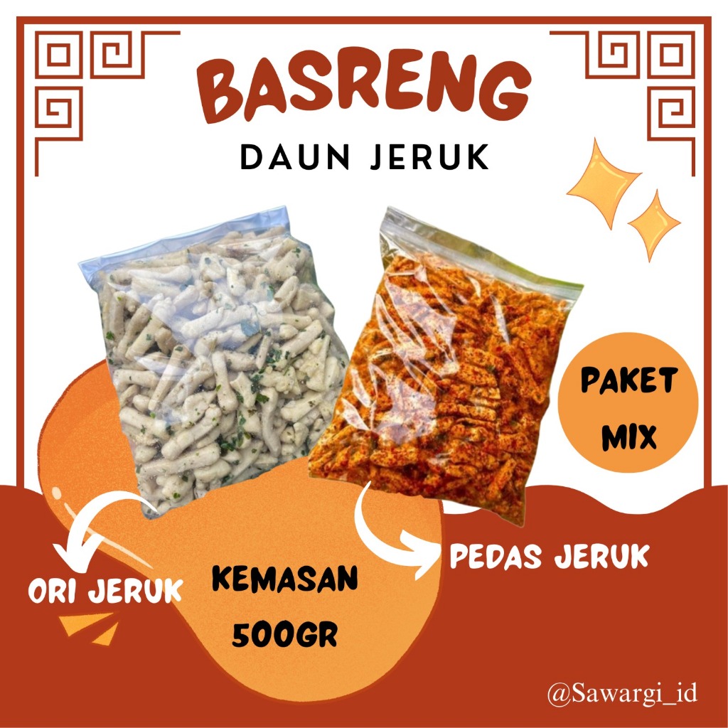 1kg Mix Package!! Original Orange Basreng + Spicy Orange with 500gr ...