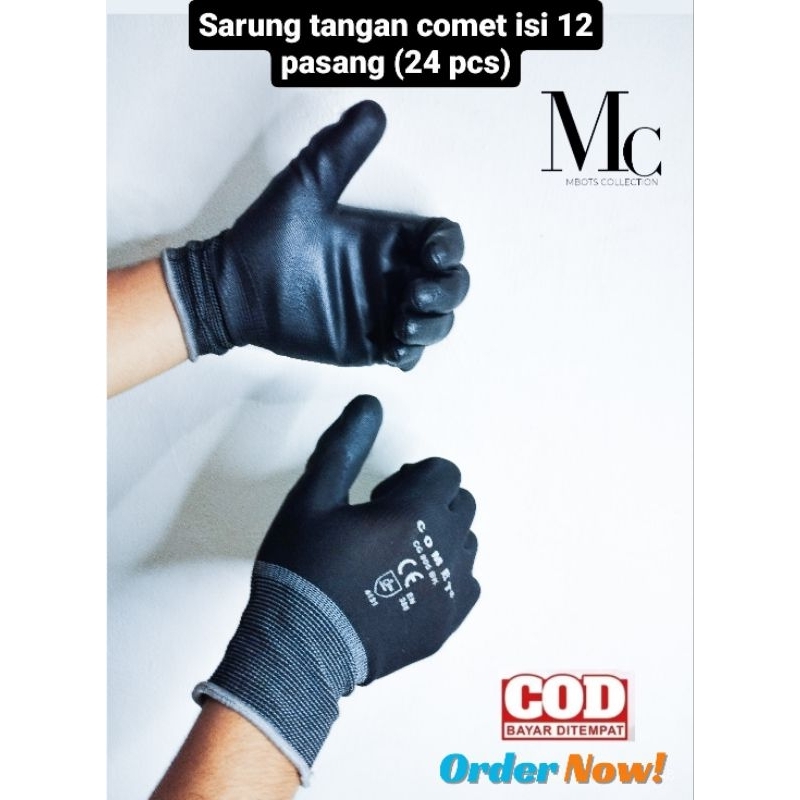 HITAM 1 Dozen Black Rubber Coated safety Gloves 12 Pairs (24Pcs ...