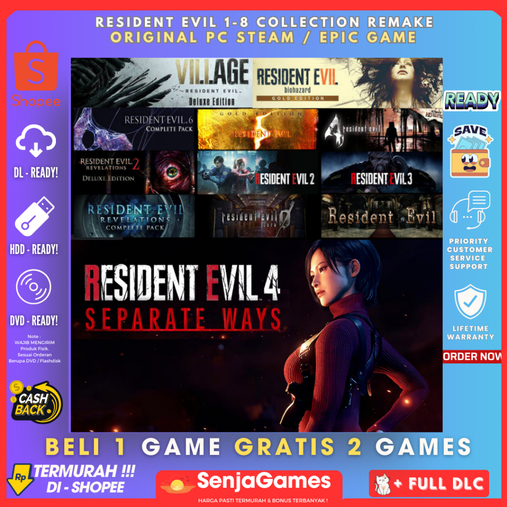 Resident EVIL COLLECTIONS RE 1-8 SERIES PC ORIGINAL GAME | Shopee ...