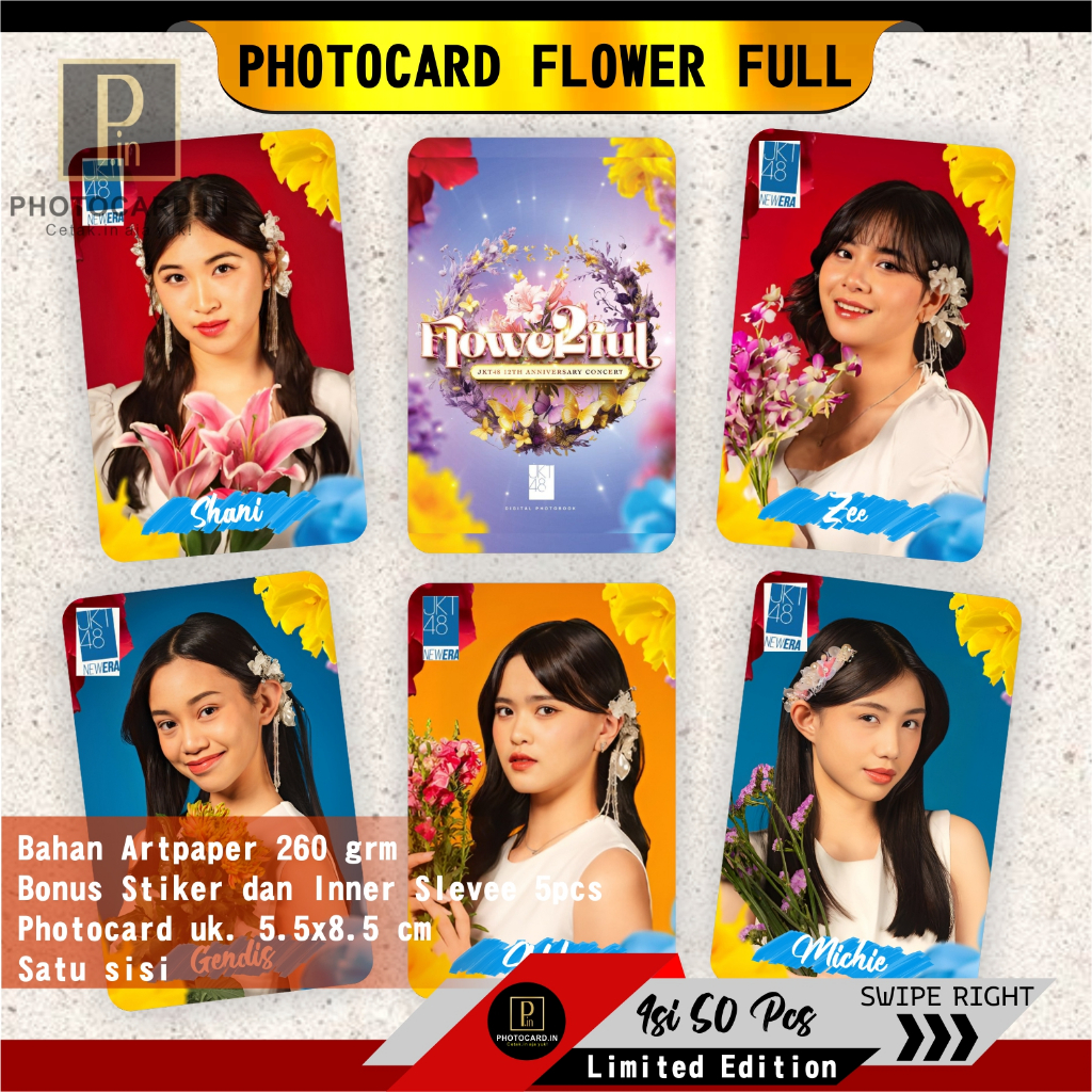 Photocard JKT48 Flower Full Contents 50pcs (Free Sticker And Inner ...