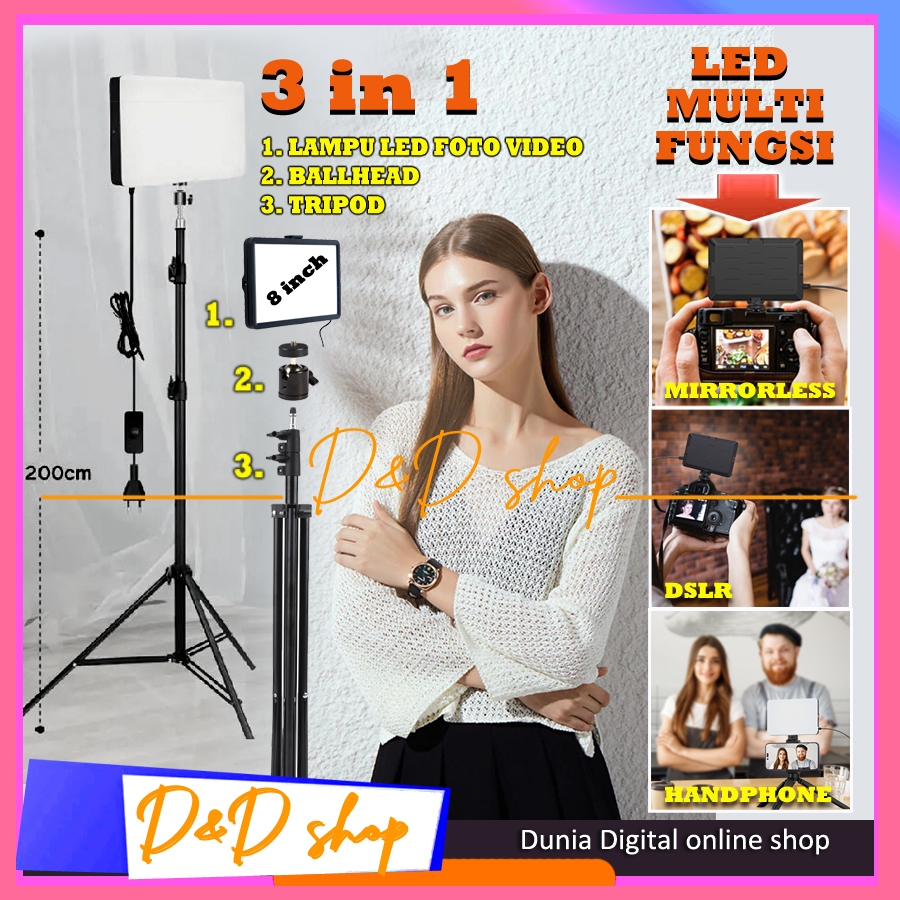 8 Inch Portable LED Studio Camera Light Product Photo Live Streaming ...