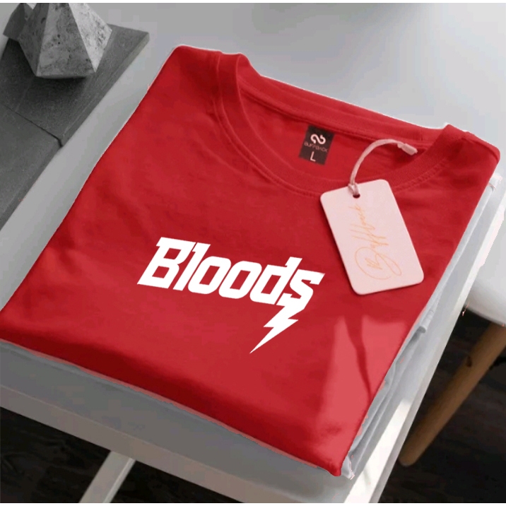 PUTIH !!! Distro Bloods Text White T-Shirt Premium Quality Cotton ...