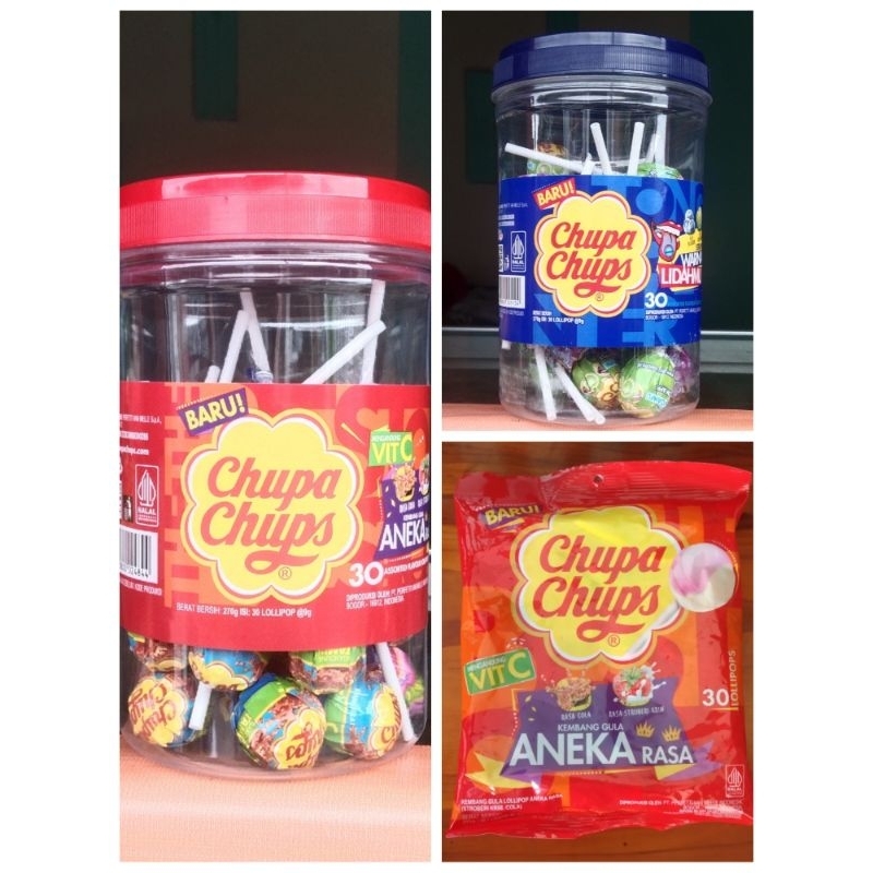 Chupa CHups Lollipop Candy 1 Jar / Refill contains 30 pcs | Shopee ...