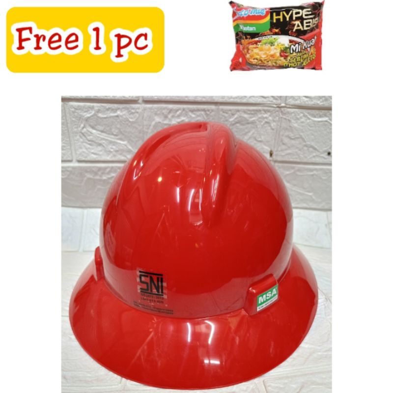 MERAH Msa Full Brim Round Project Helmet+Red Fastrek | Shopee Philippines