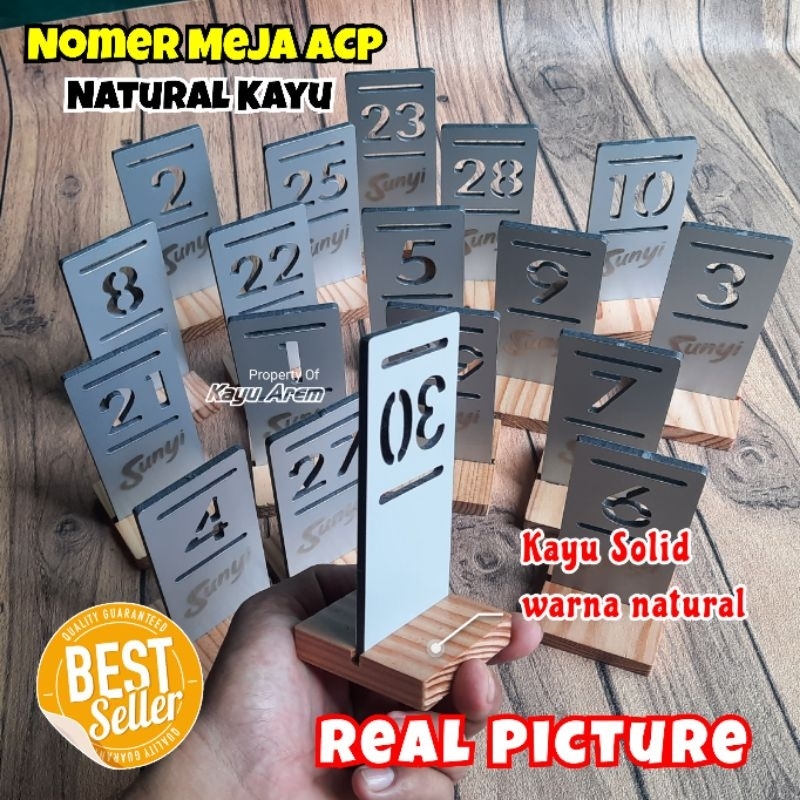 KAYU Natural Wood Aluminum ACP Table Numbers | Cafe Resto Table Number ...